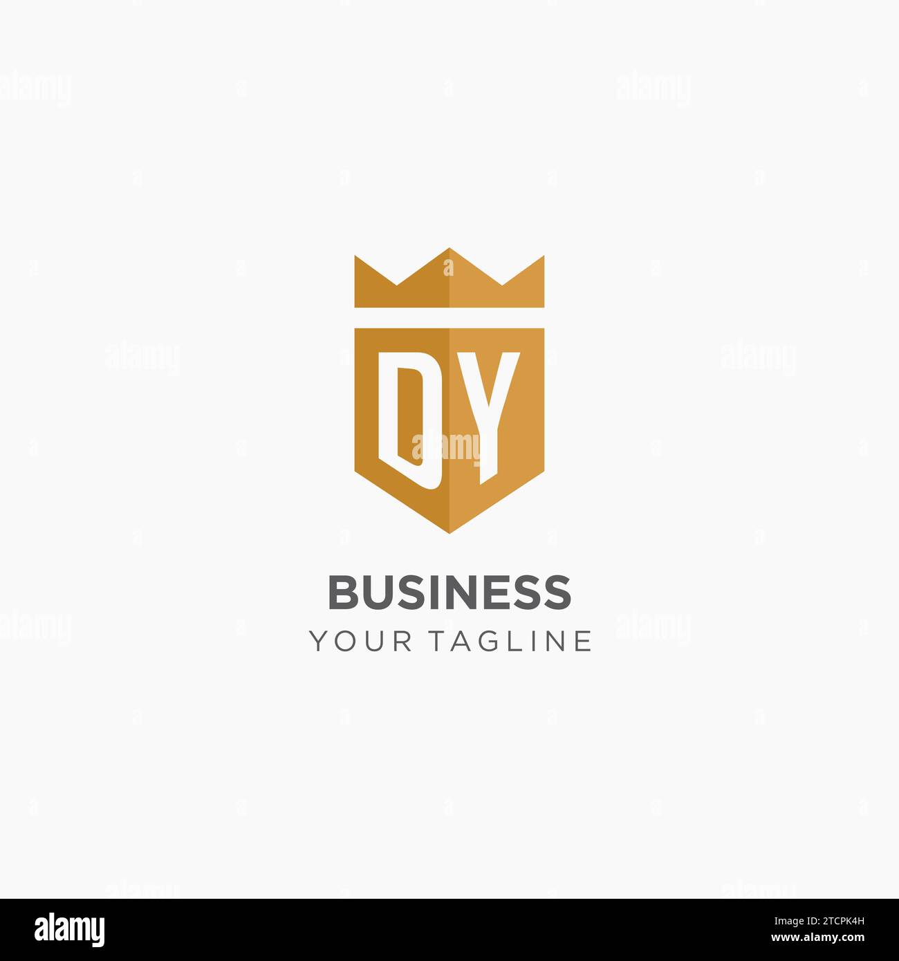 Monogram DY logo with geometric shield and crown, luxury elegant initial logo design vector ...