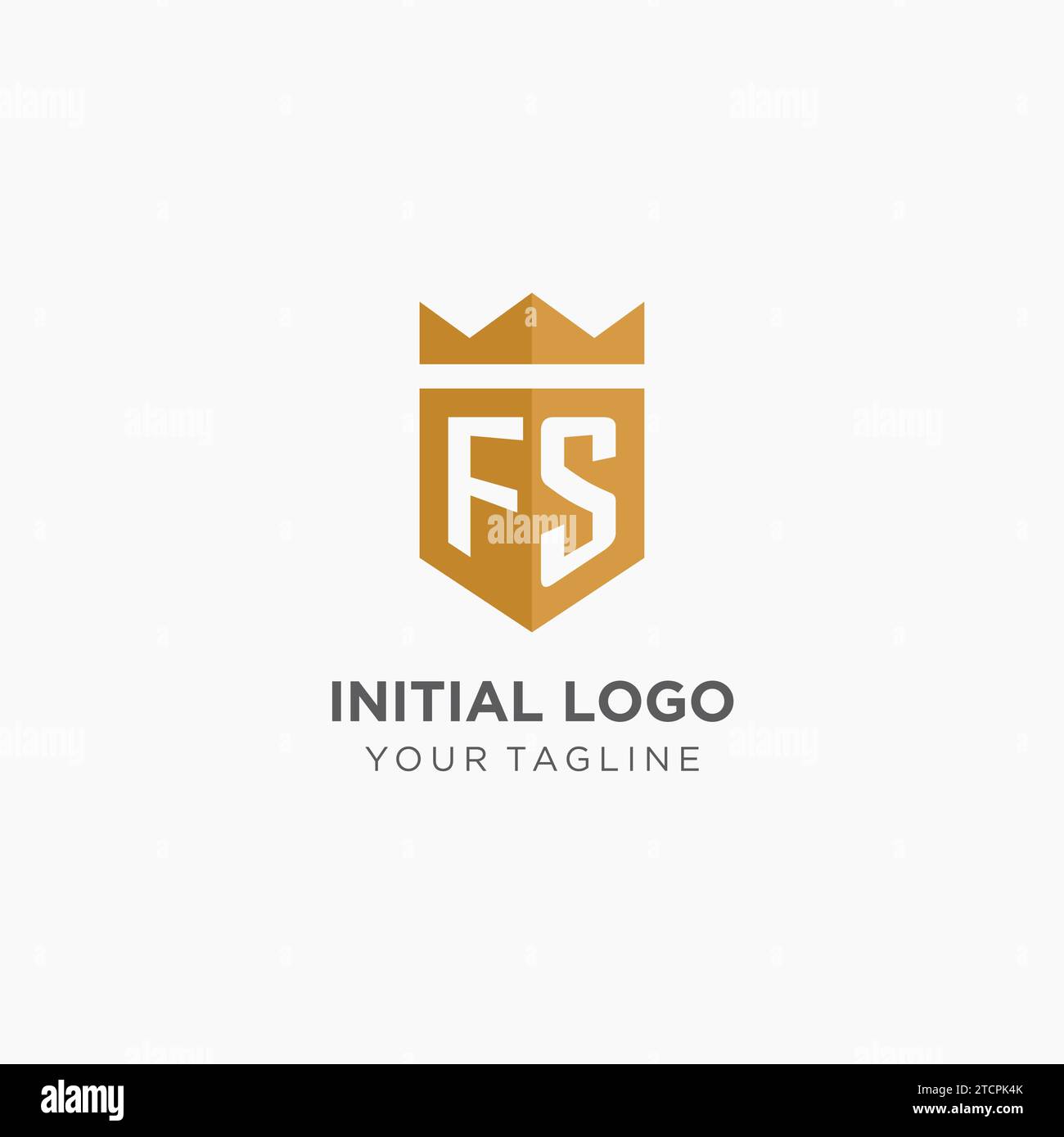 Monogram FS logo with geometric shield and crown, luxury elegant initial logo design vector ...