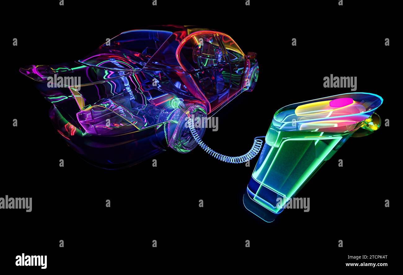 Glass Glowing Electric Car Charging Stock Photo - Alamy