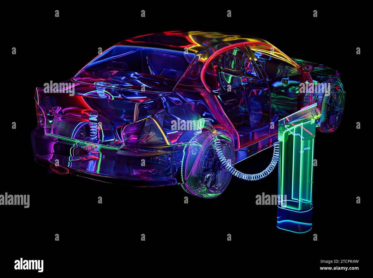 Glass Glowing Electric Car Charging Stock Photo - Alamy