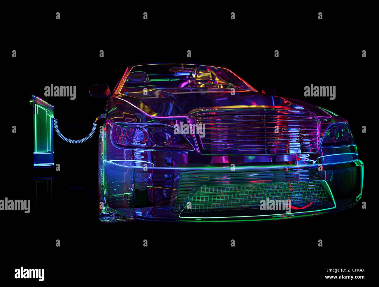 Glass Glowing Electric Car Charging Stock Photo - Alamy