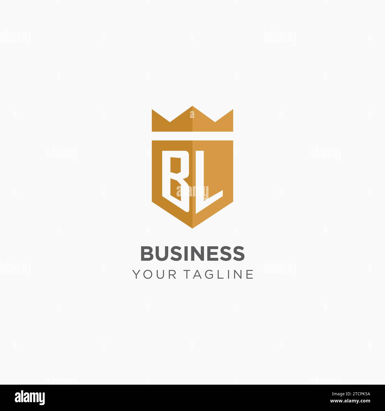 Monogram BL logo with geometric shield and crown, luxury elegant initial logo design vector ...