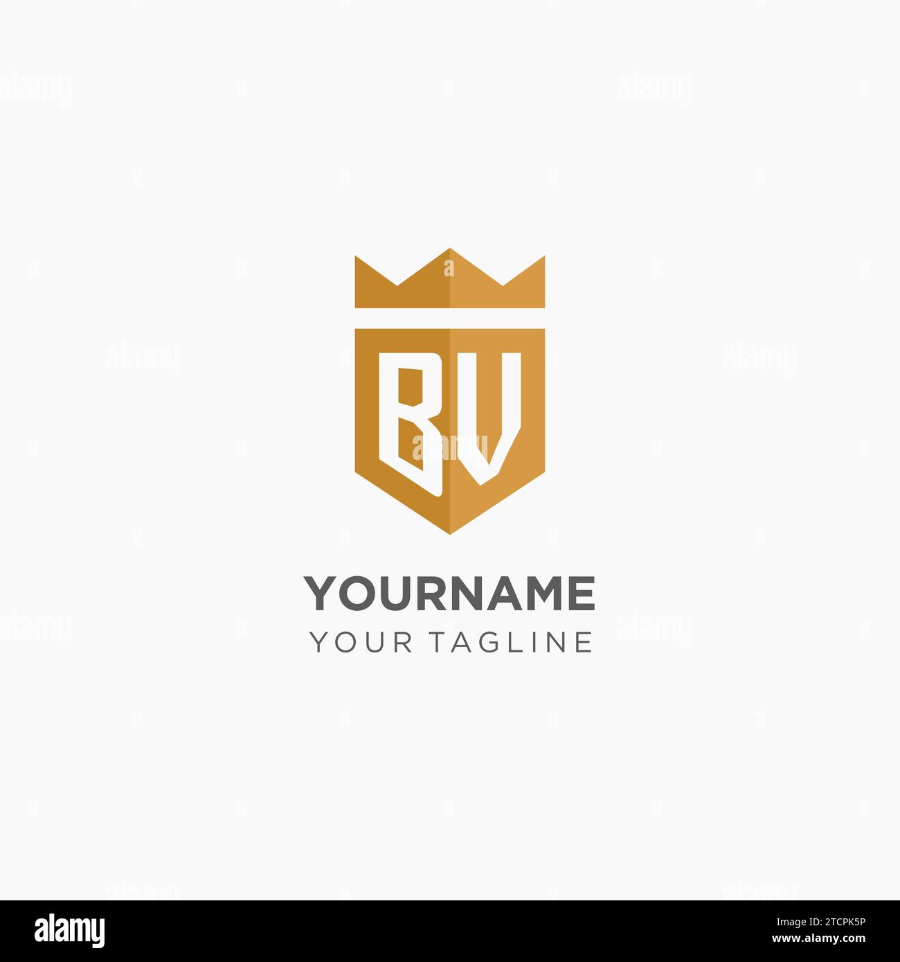 Monogram BV logo with geometric shield and crown, luxury elegant initial logo design vector ...