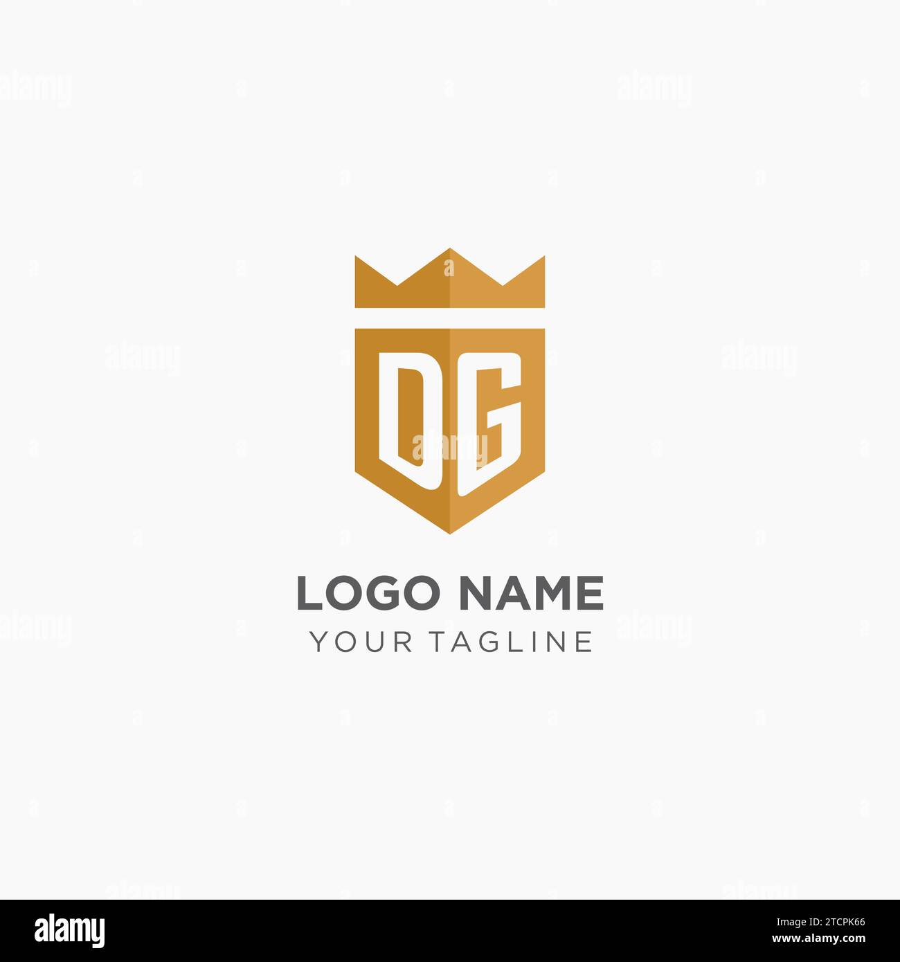 Monogram DG logo with geometric shield and crown, luxury elegant ...