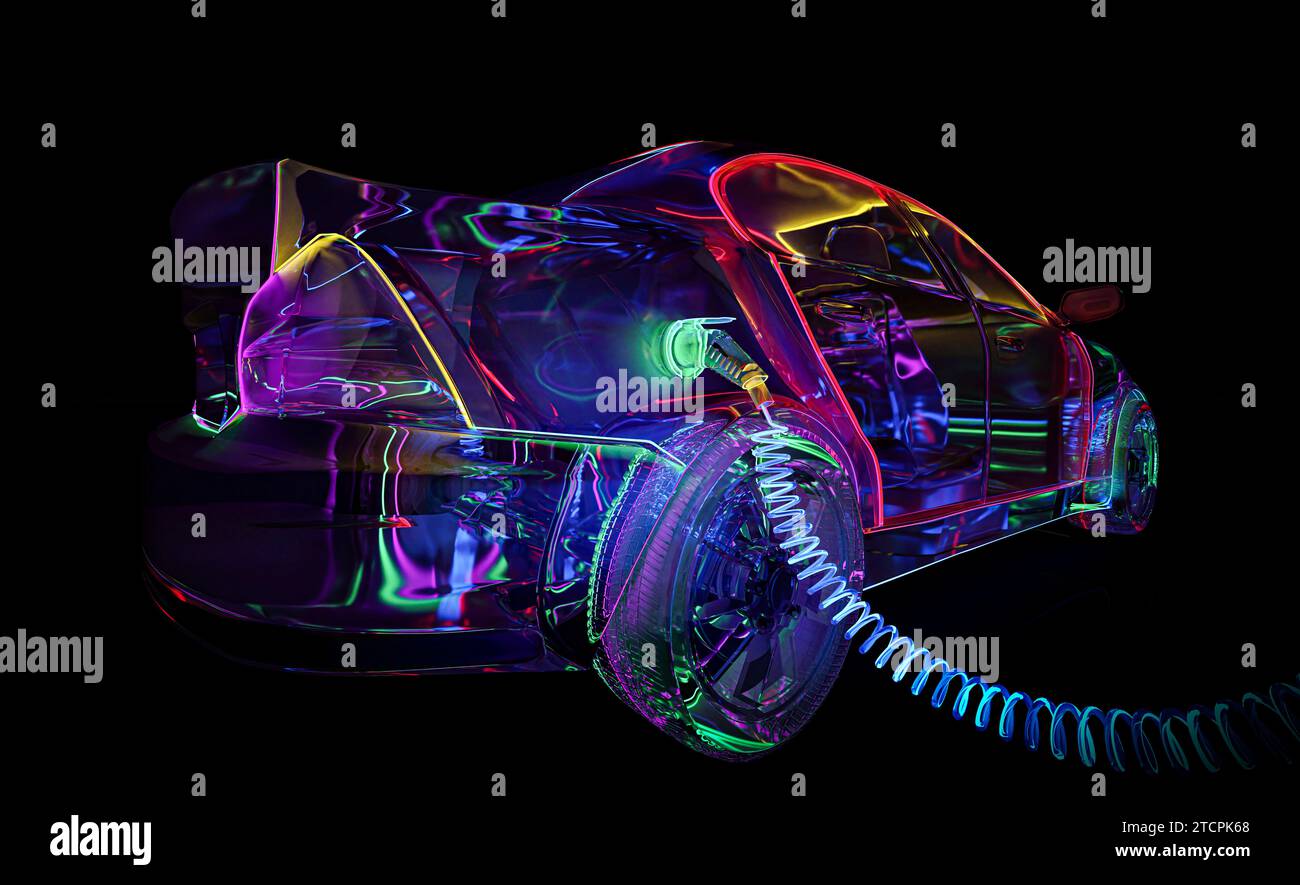 Glass Glowing Electric Car Charging Stock Photo - Alamy