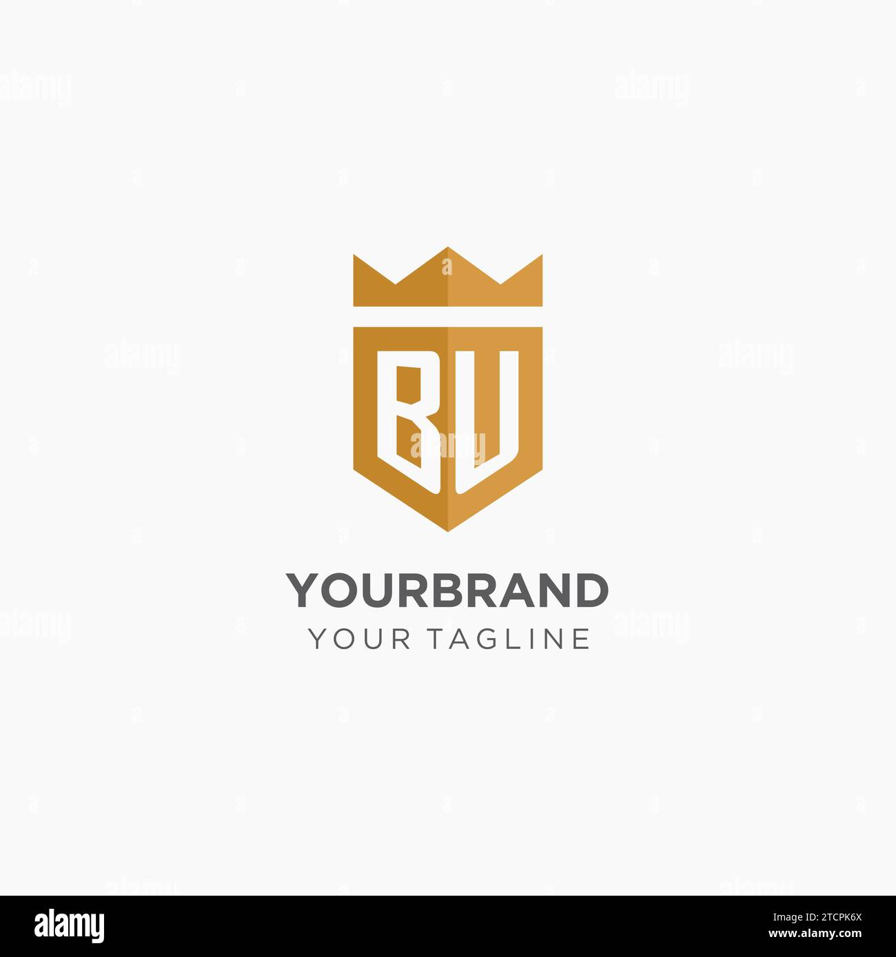 Monogram BU logo with geometric shield and crown, luxury elegant ...