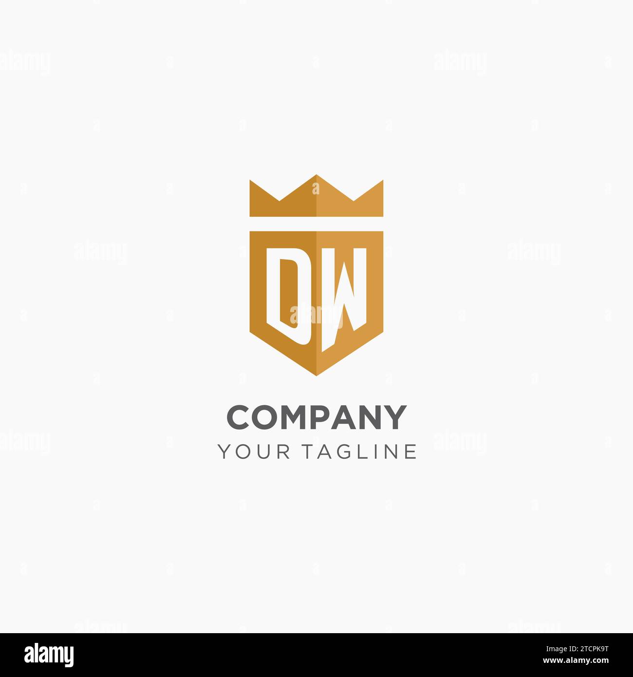 Monogram DW logo with geometric shield and crown, luxury elegant ...