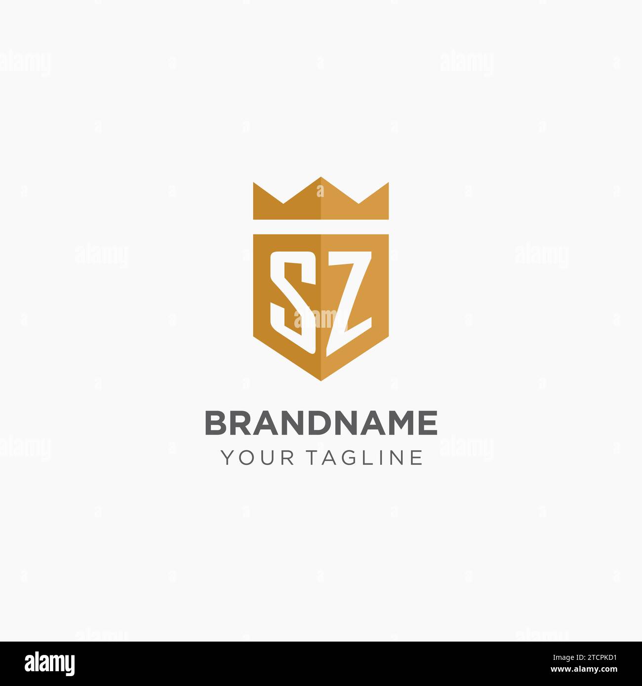 Monogram Sz Logo With Geometric Shield And Crown Luxury Elegant Initial Logo Design Vector