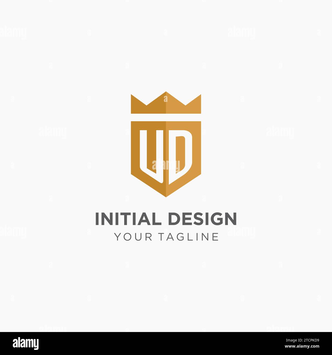 Monogram UD logo with geometric shield and crown, luxury elegant ...