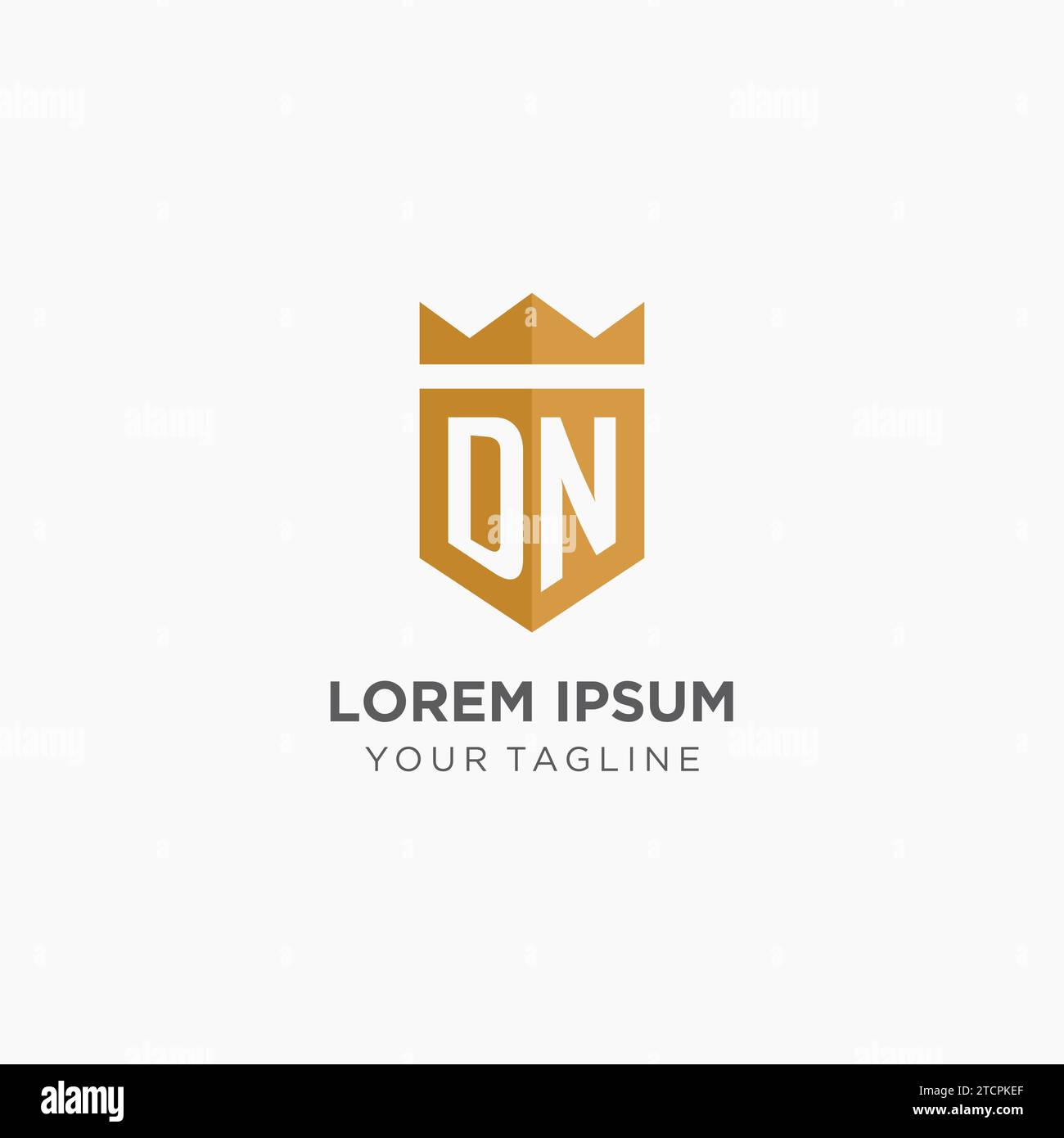 Monogram DN logo with geometric shield and crown, luxury elegant initial logo design vector ...
