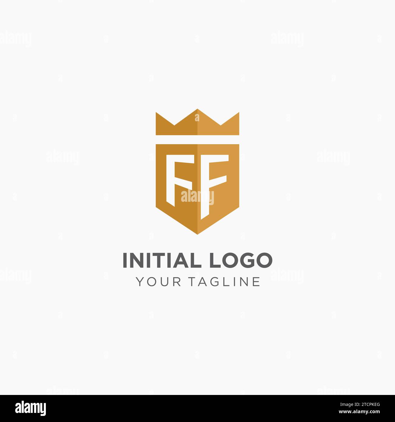 Monogram FF logo with geometric shield and crown, luxury elegant ...