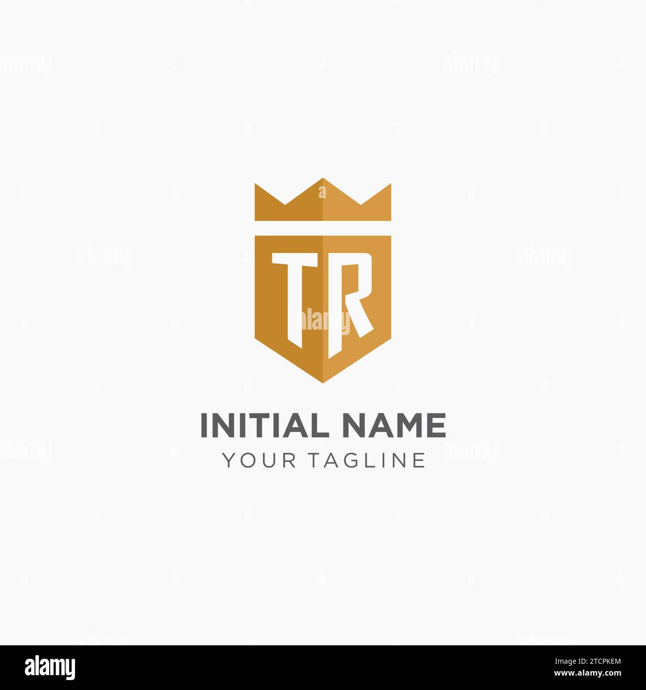 Monogram TR logo with geometric shield and crown, luxury elegant ...
