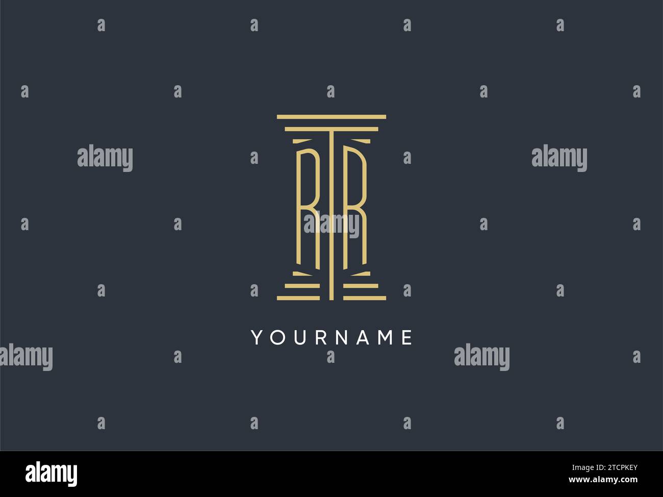 RR initial monogram with pillar shape logo design inspiration Stock ...