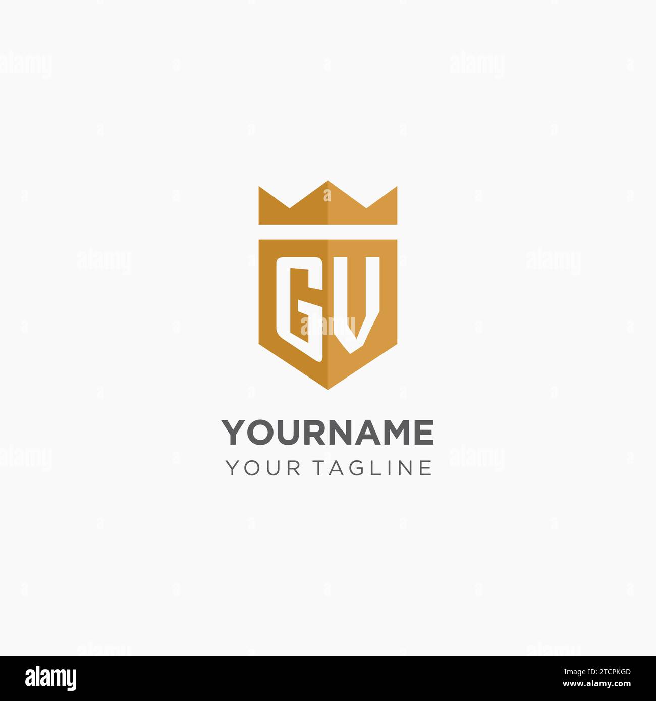 Monogram GV logo with geometric shield and crown, luxury elegant ...