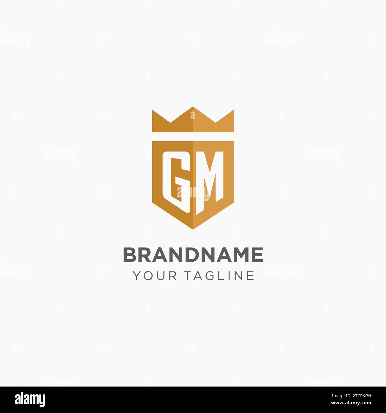 Monogram GM logo with geometric shield and crown, luxury elegant ...