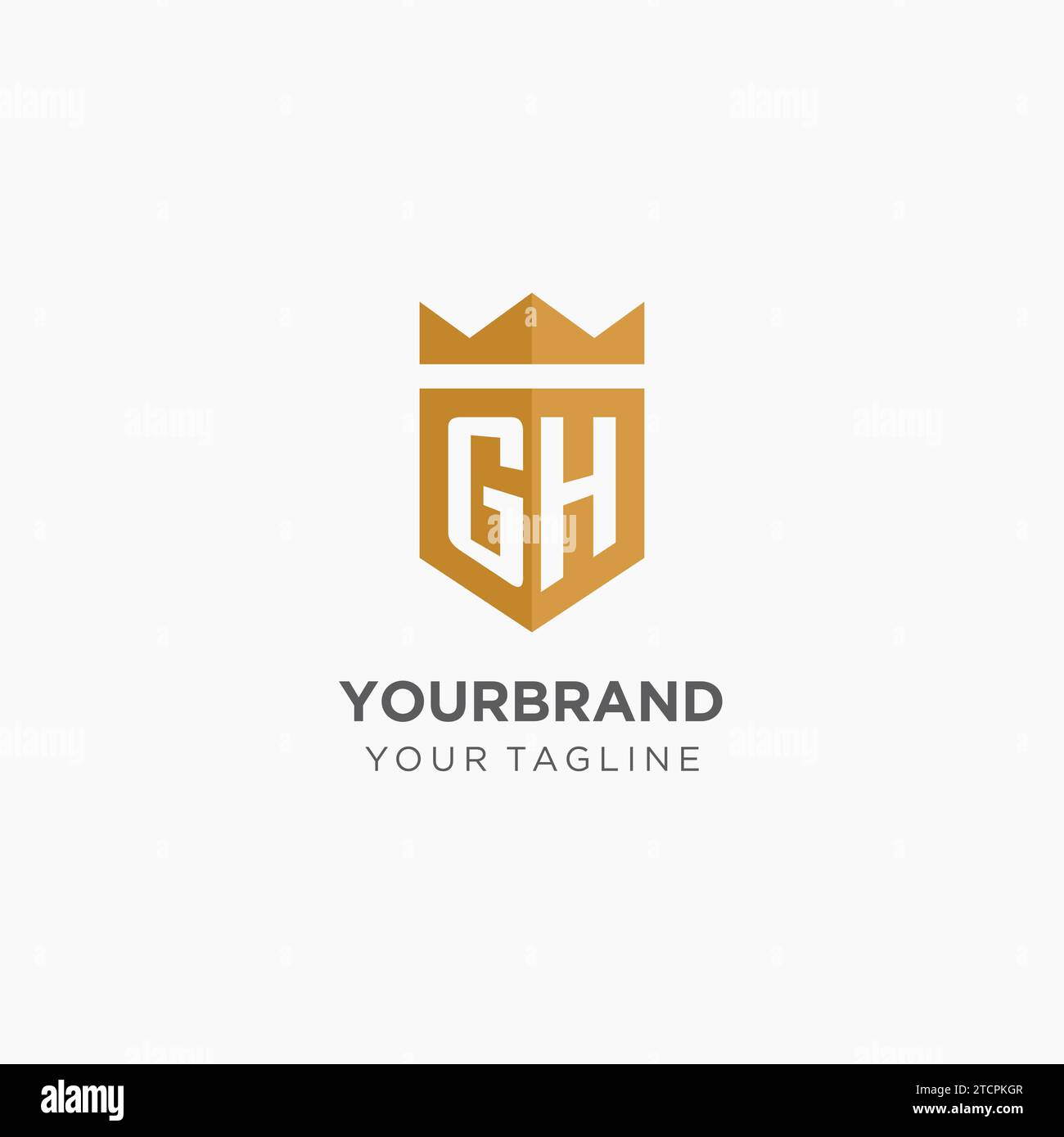Monogram GH logo with geometric shield and crown, luxury elegant ...