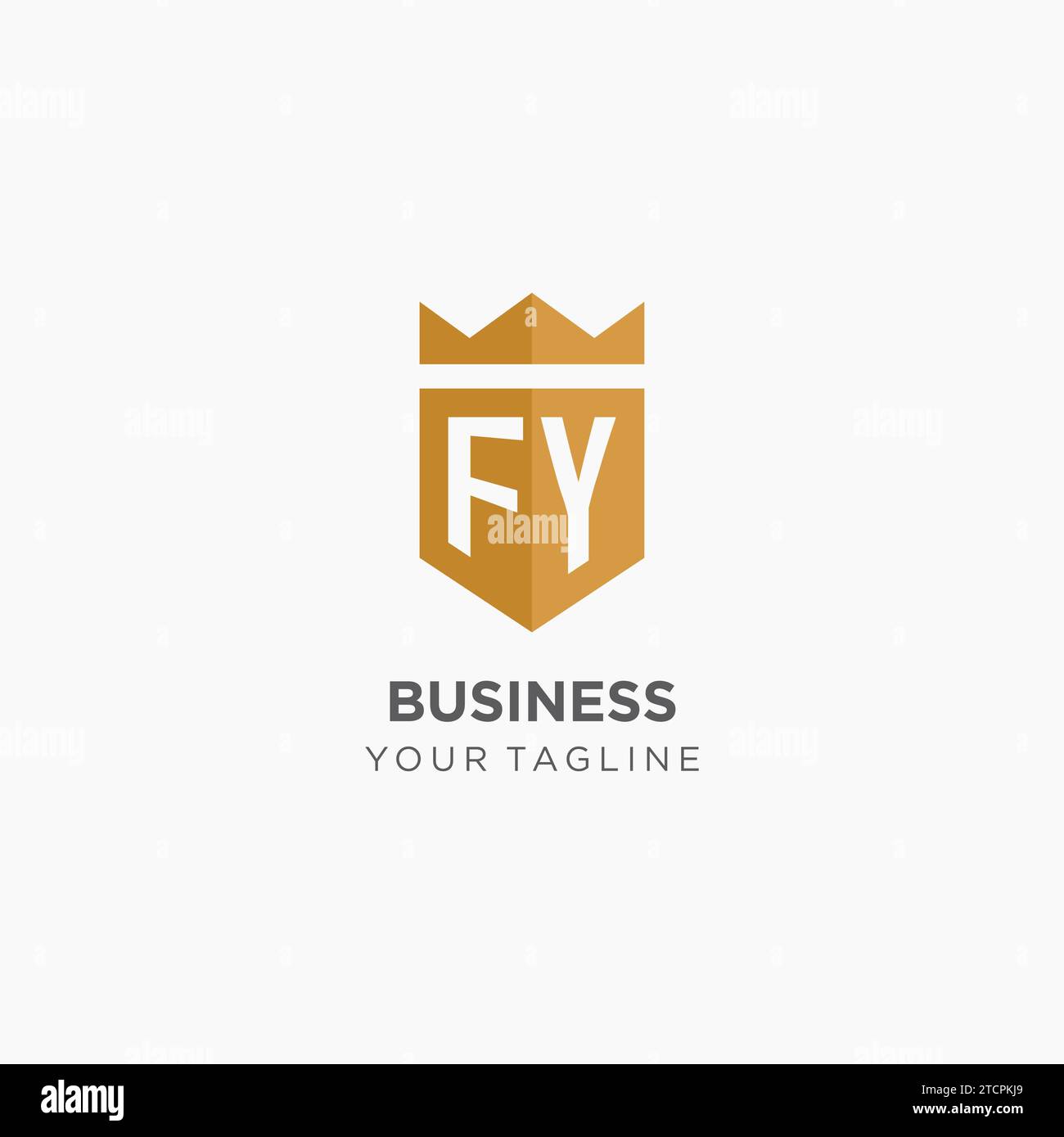 Monogram FY logo with geometric shield and crown, luxury elegant ...
