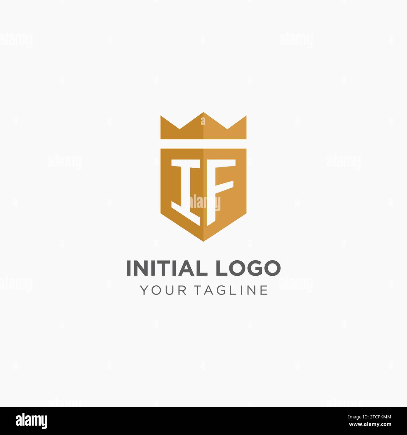 Monogram IF logo with geometric shield and crown, luxury elegant initial logo design vector ...