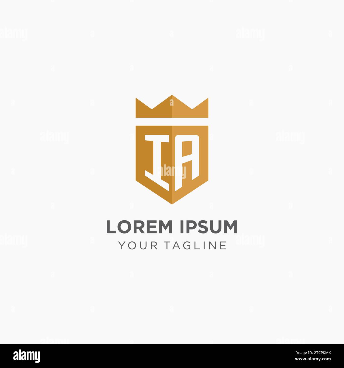 Monogram IA logo with geometric shield and crown, luxury elegant ...