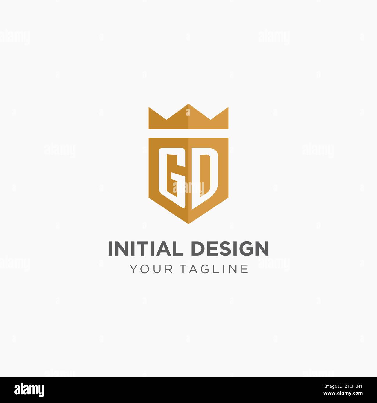 Monogram GD logo with geometric shield and crown, luxury elegant ...