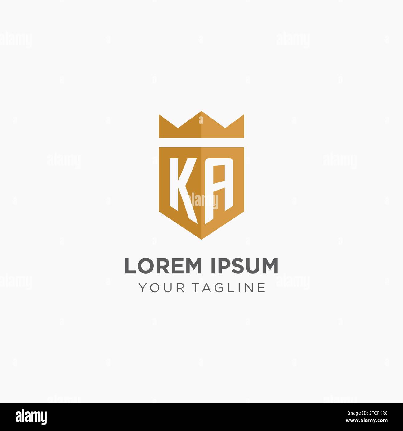 Monogram KA logo with geometric shield and crown, luxury elegant initial logo design vector ...