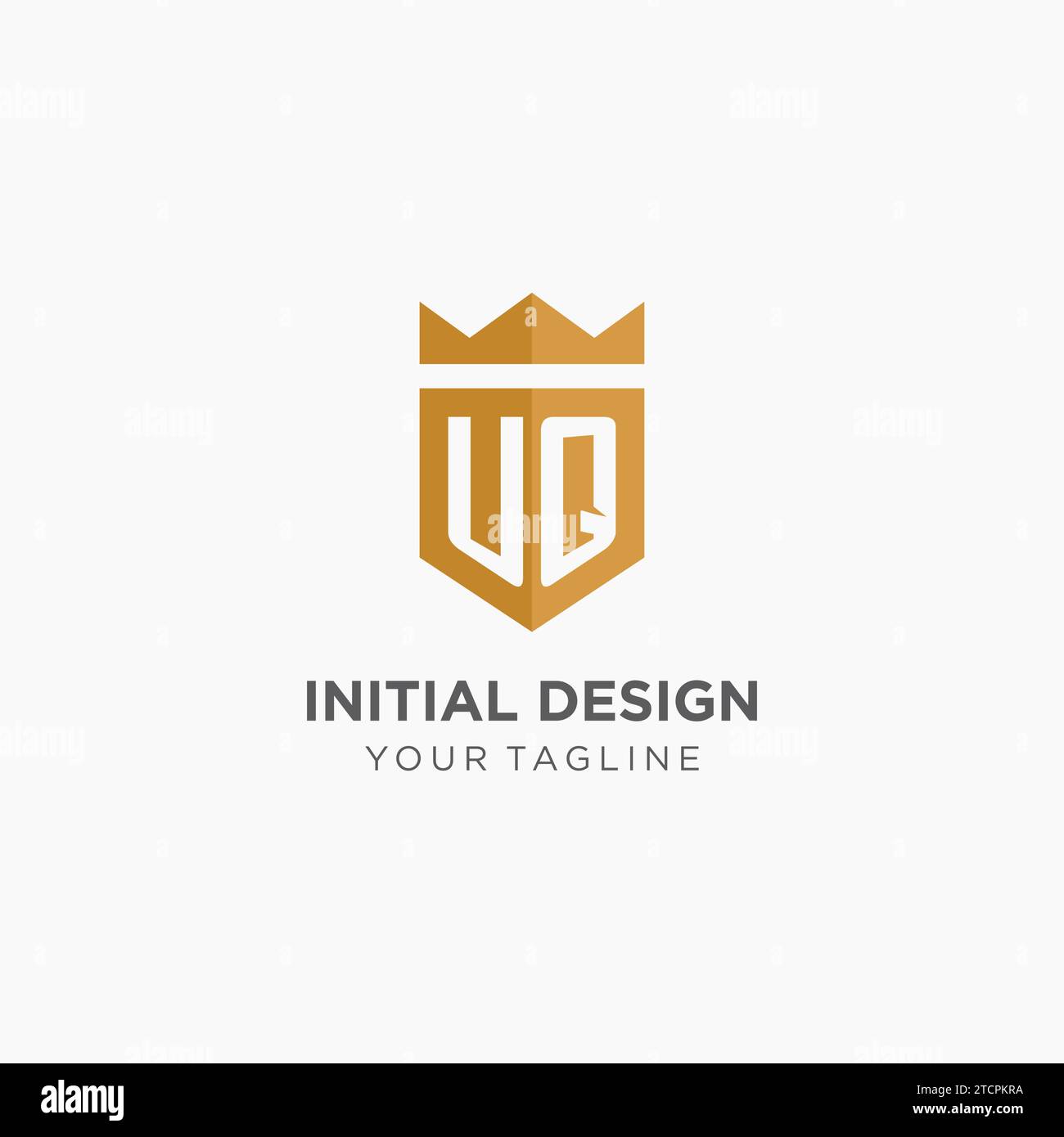 Monogram UQ logo with geometric shield and crown, luxury elegant ...