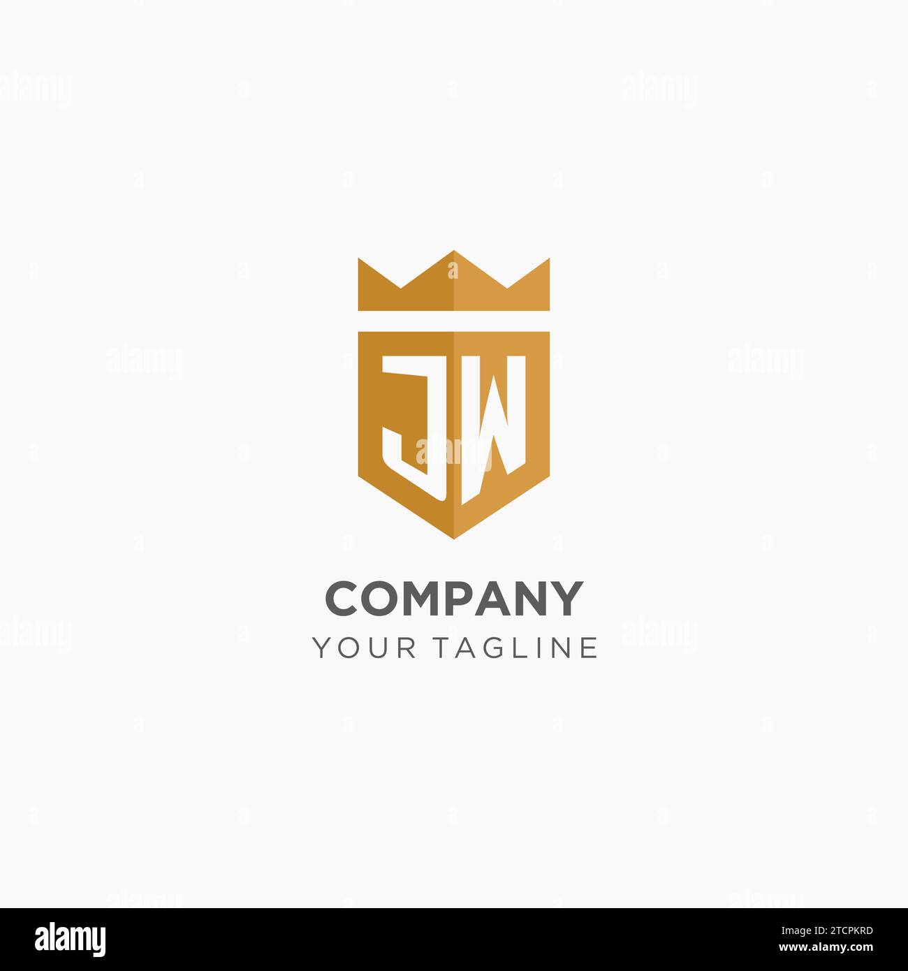 Monogram JW logo with geometric shield and crown, luxury elegant ...