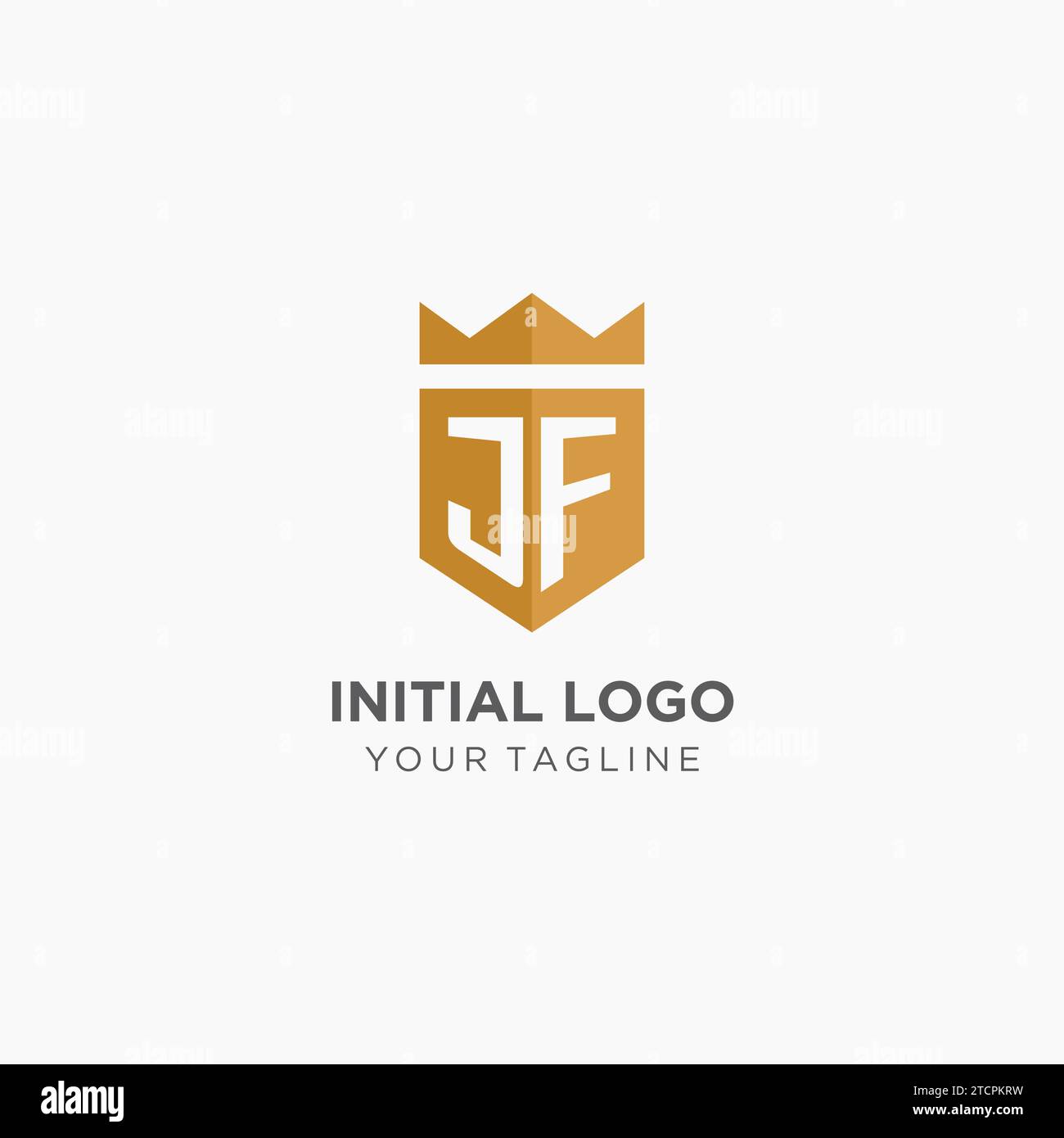 Monogram JF logo with geometric shield and crown, luxury elegant initial logo design vector ...
