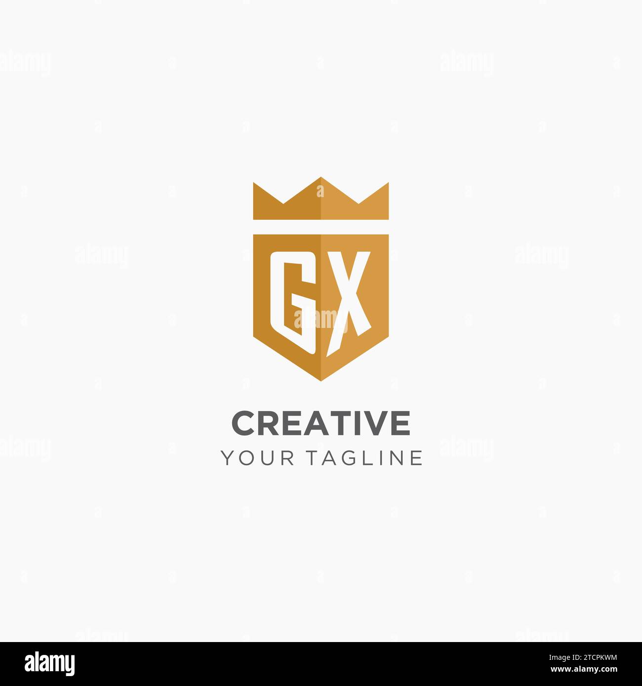 Monogram GX logo with geometric shield and crown, luxury elegant initial logo design vector ...