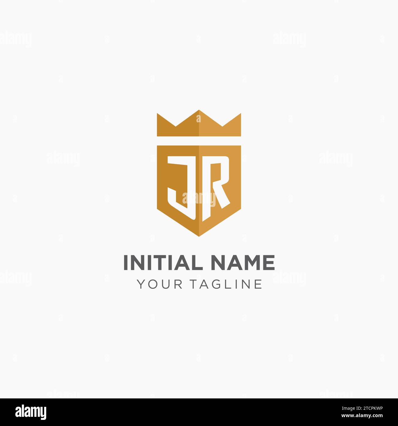 Monogram JR logo with geometric shield and crown, luxury elegant ...