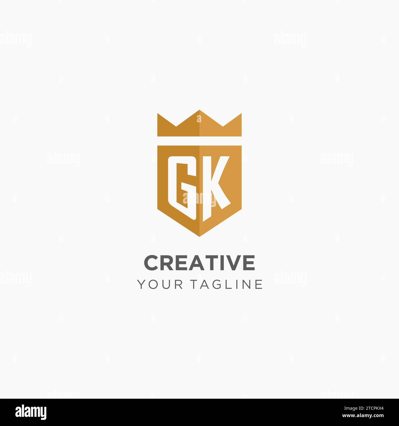 Monogram GK logo with geometric shield and crown, luxury elegant initial logo design vector ...