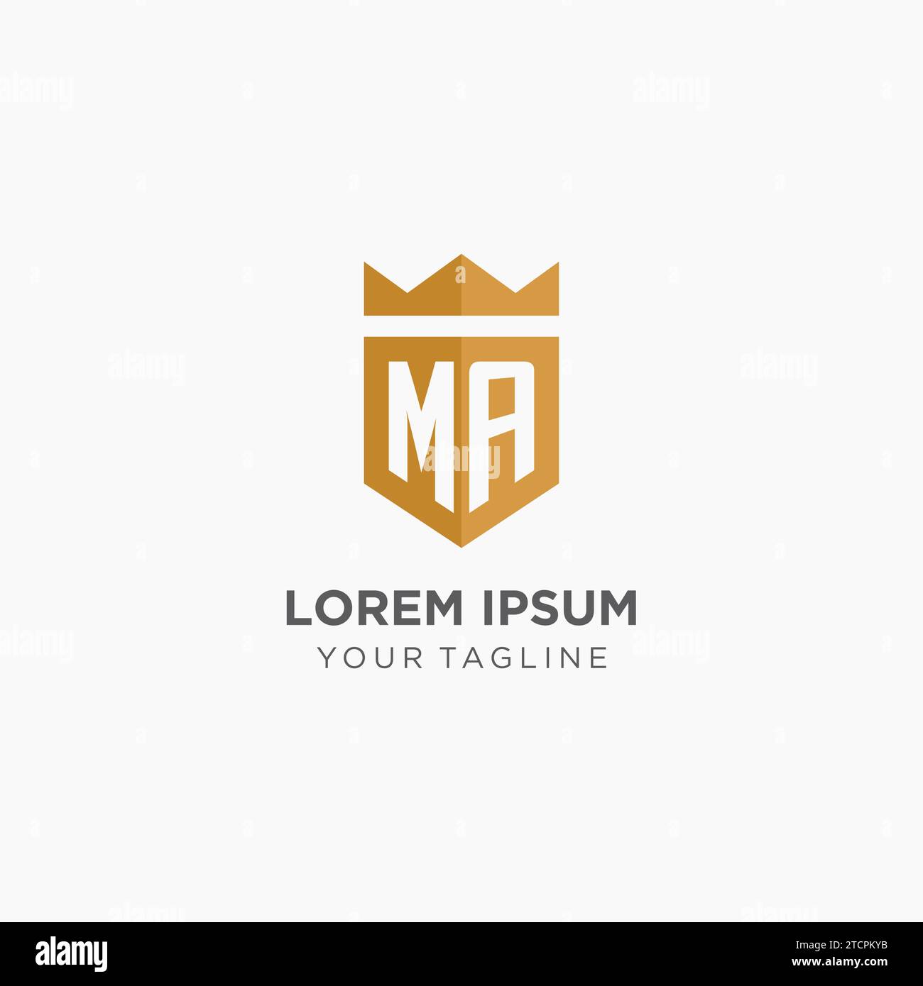 Monogram MA logo with geometric shield and crown, luxury elegant ...