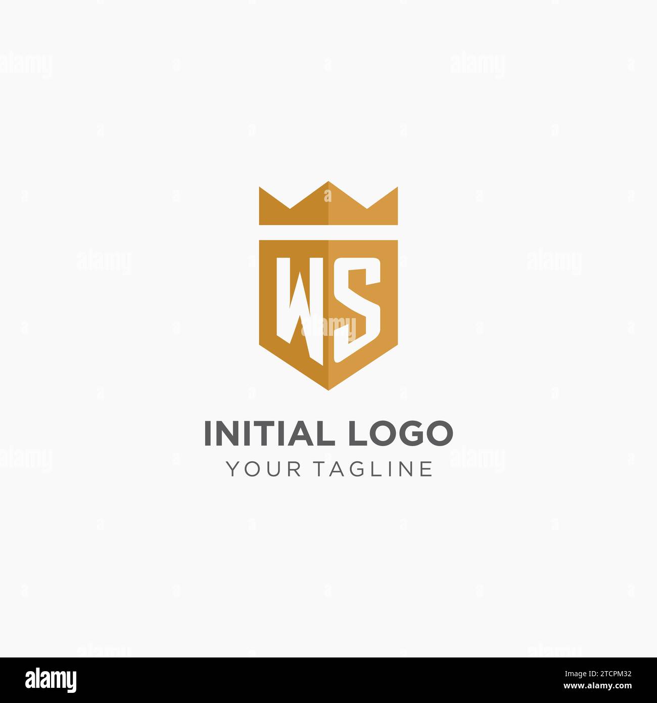 Monogram WS logo with geometric shield and crown, luxury elegant ...