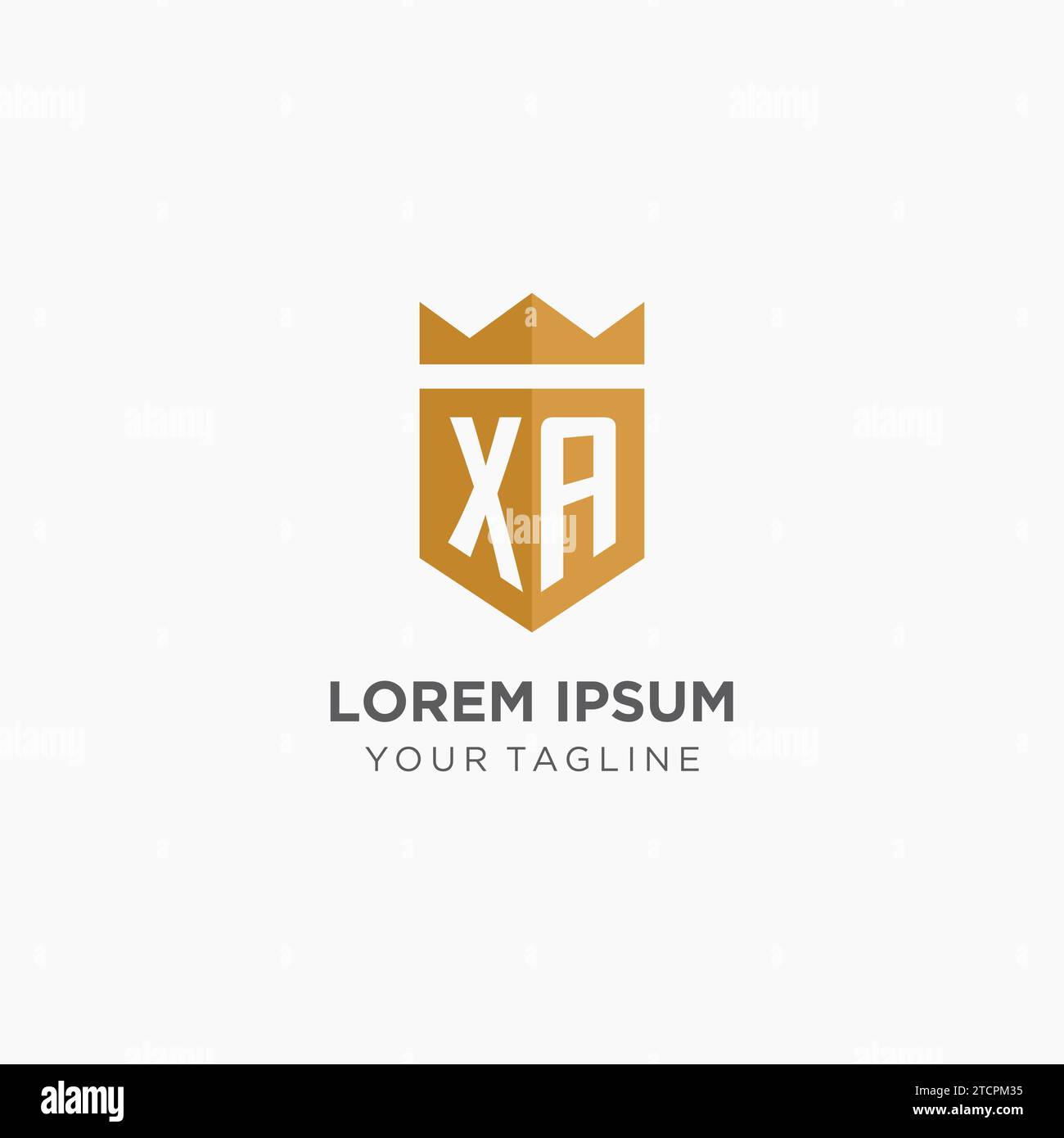 Monogram XA logo with geometric shield and crown, luxury elegant initial logo design vector ...