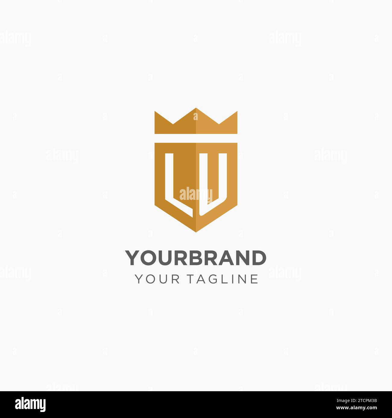 Monogram LU logo with geometric shield and crown, luxury elegant ...