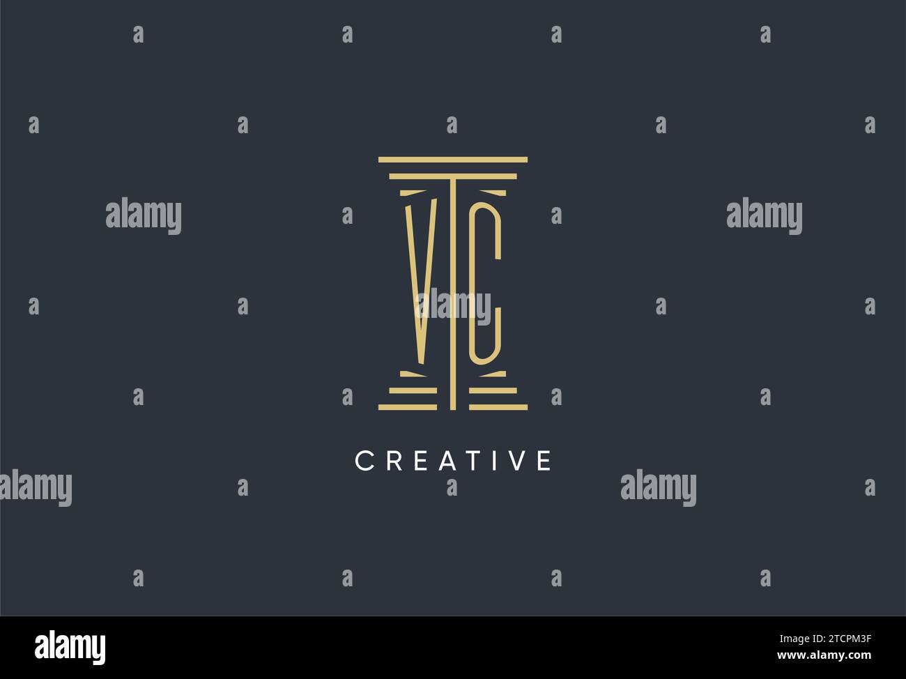 VC initial monogram with pillar shape logo design inspiration Stock ...