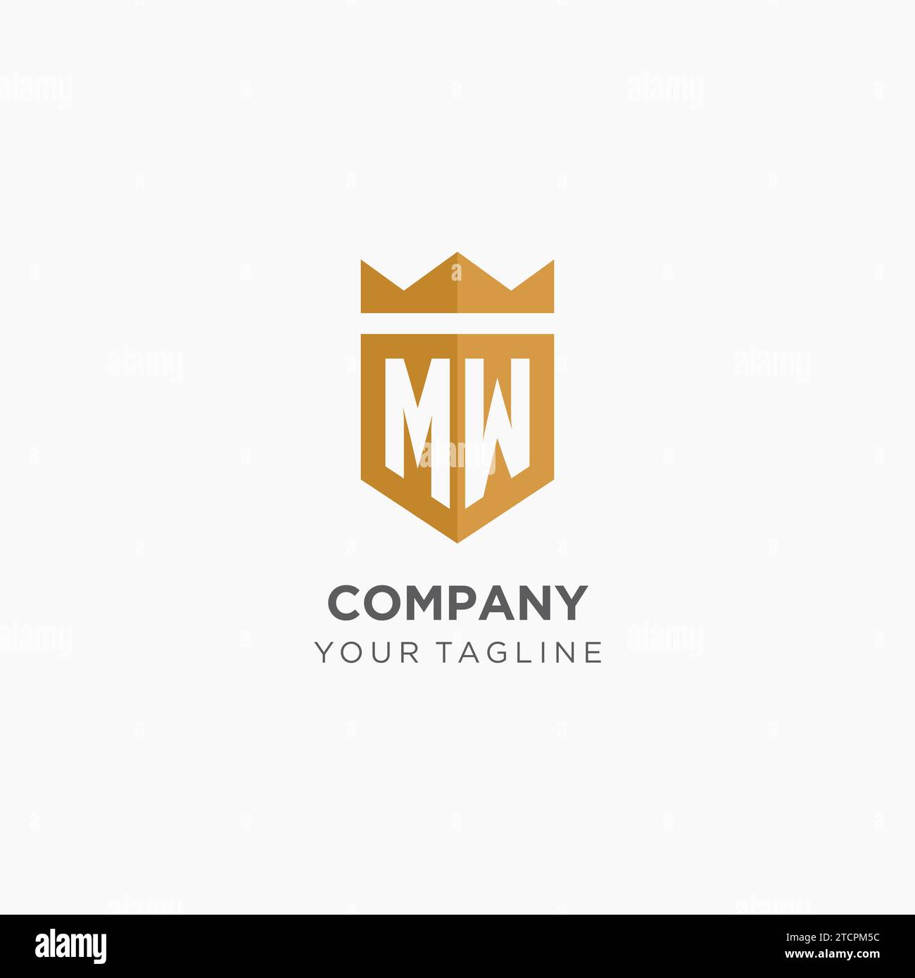 Monogram MW logo with geometric shield and crown, luxury elegant ...