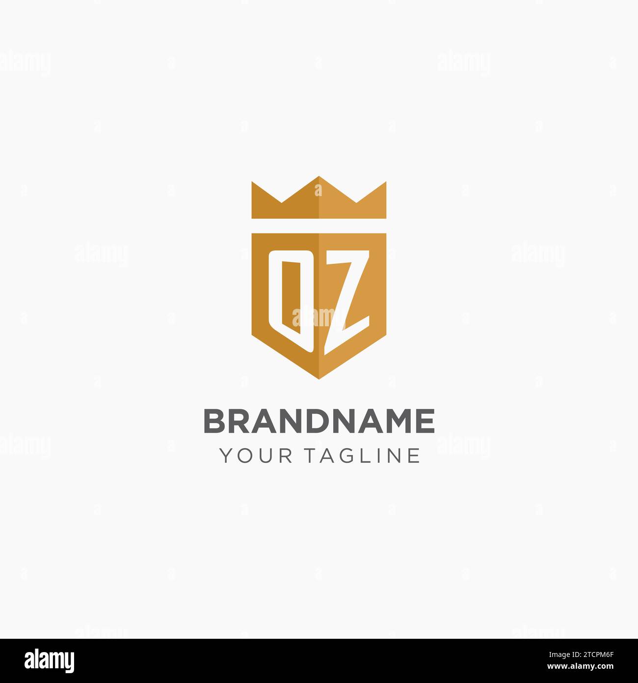 Monogram OZ logo with geometric shield and crown, luxury elegant ...