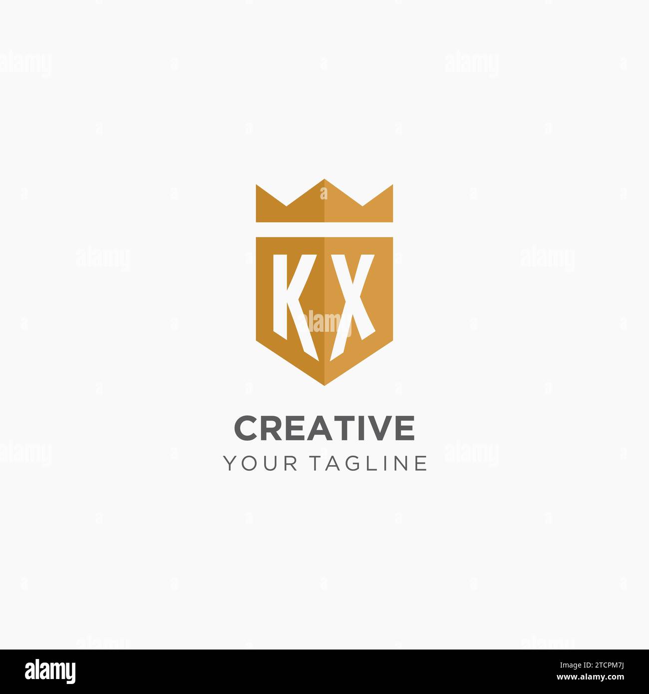 Monogram KX logo with geometric shield and crown, luxury elegant initial logo design vector ...