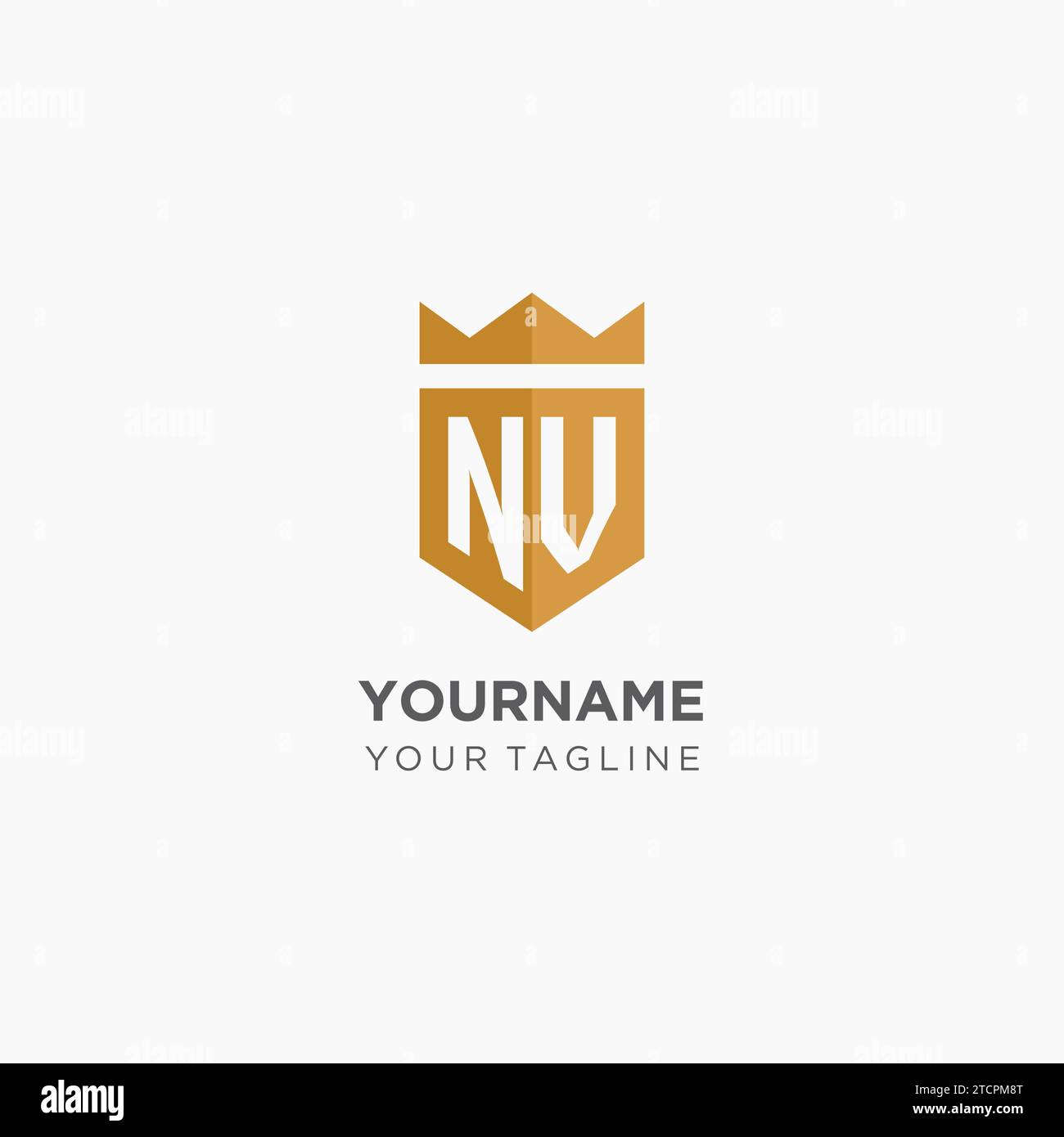 Monogram NV logo with geometric shield and crown, luxury elegant ...