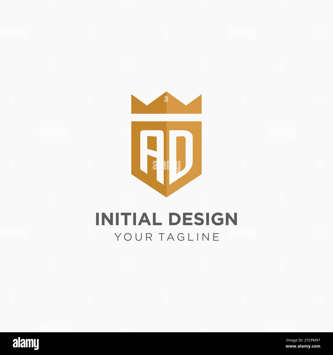 Monogram AD logo with geometric shield and crown, luxury elegant ...
