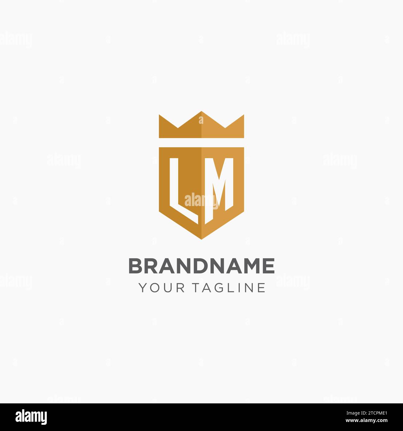 Monogram LM logo with geometric shield and crown, luxury elegant initial logo design vector ...