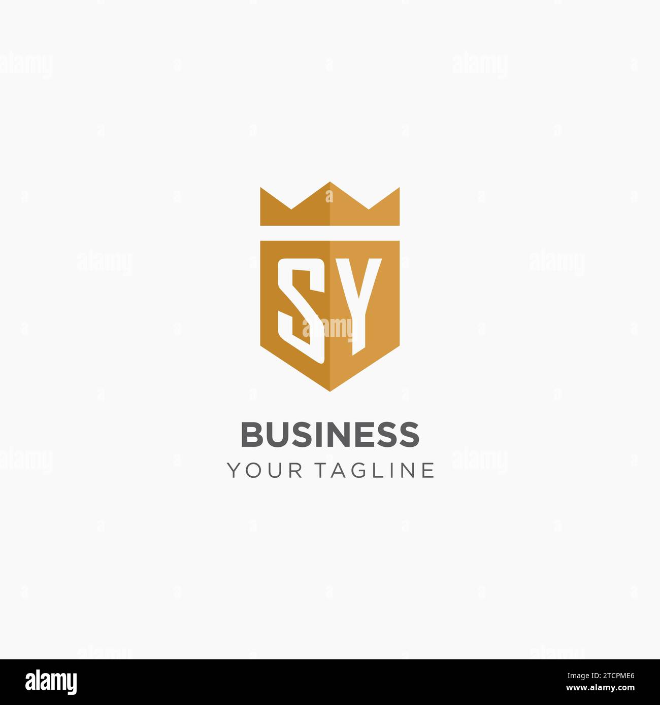 Monogram SY logo with geometric shield and crown, luxury elegant ...