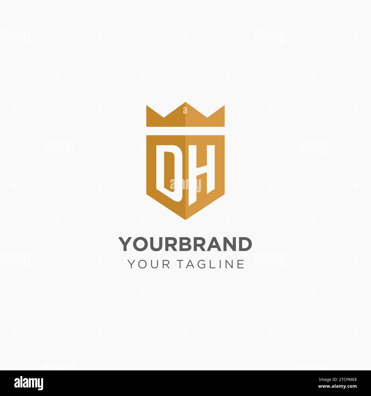 Monogram DH logo with geometric shield and crown, luxury elegant ...