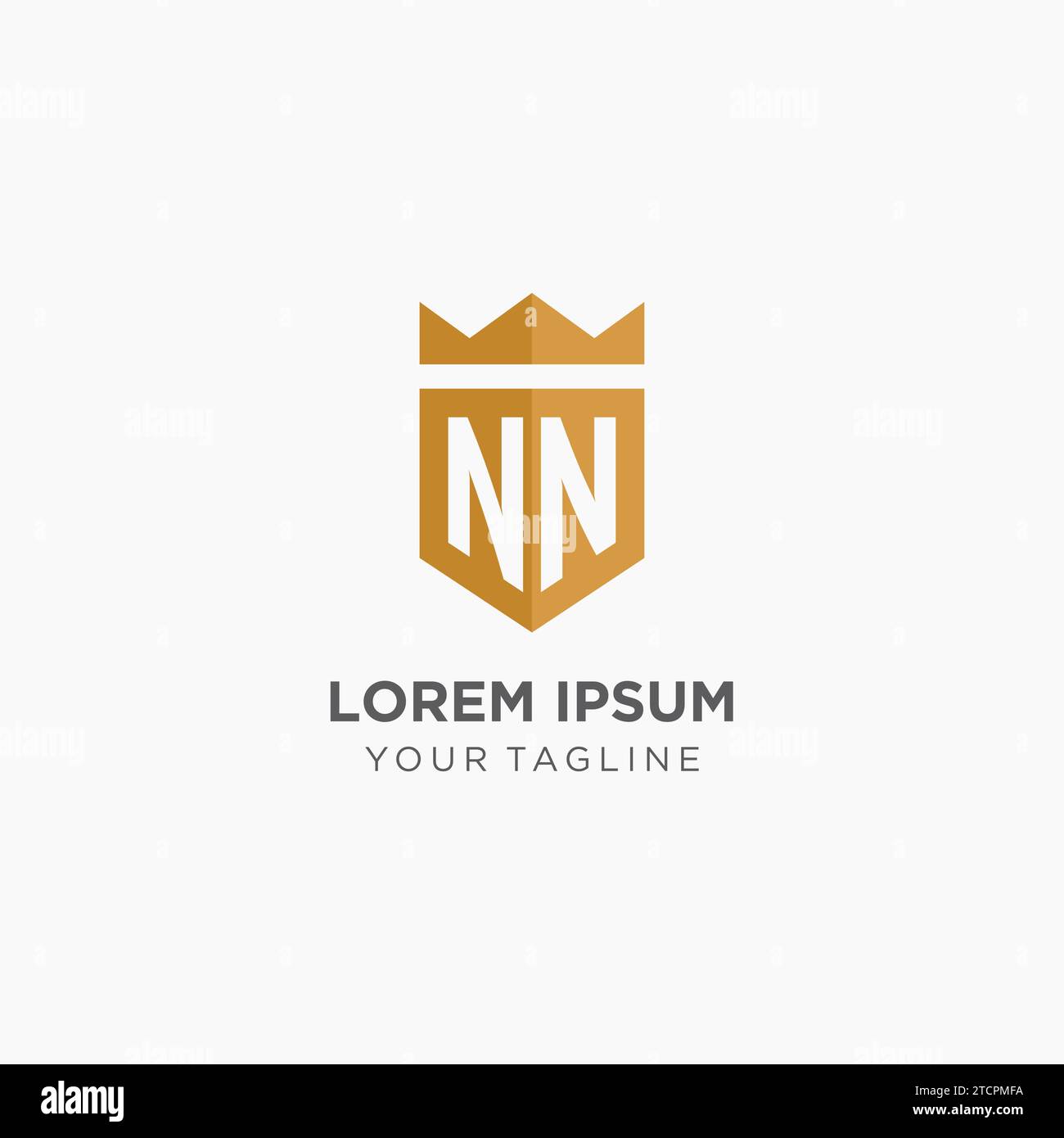 Monogram NN logo with geometric shield and crown, luxury elegant ...