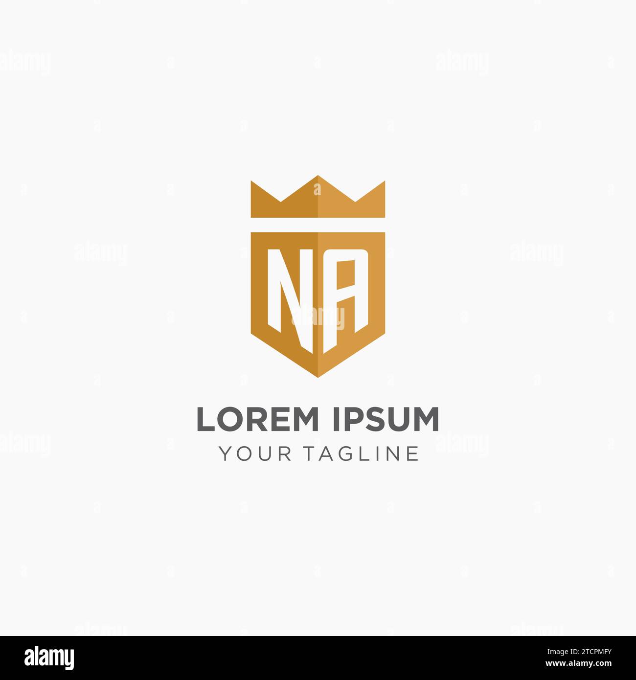 Monogram NA logo with geometric shield and crown, luxury elegant ...