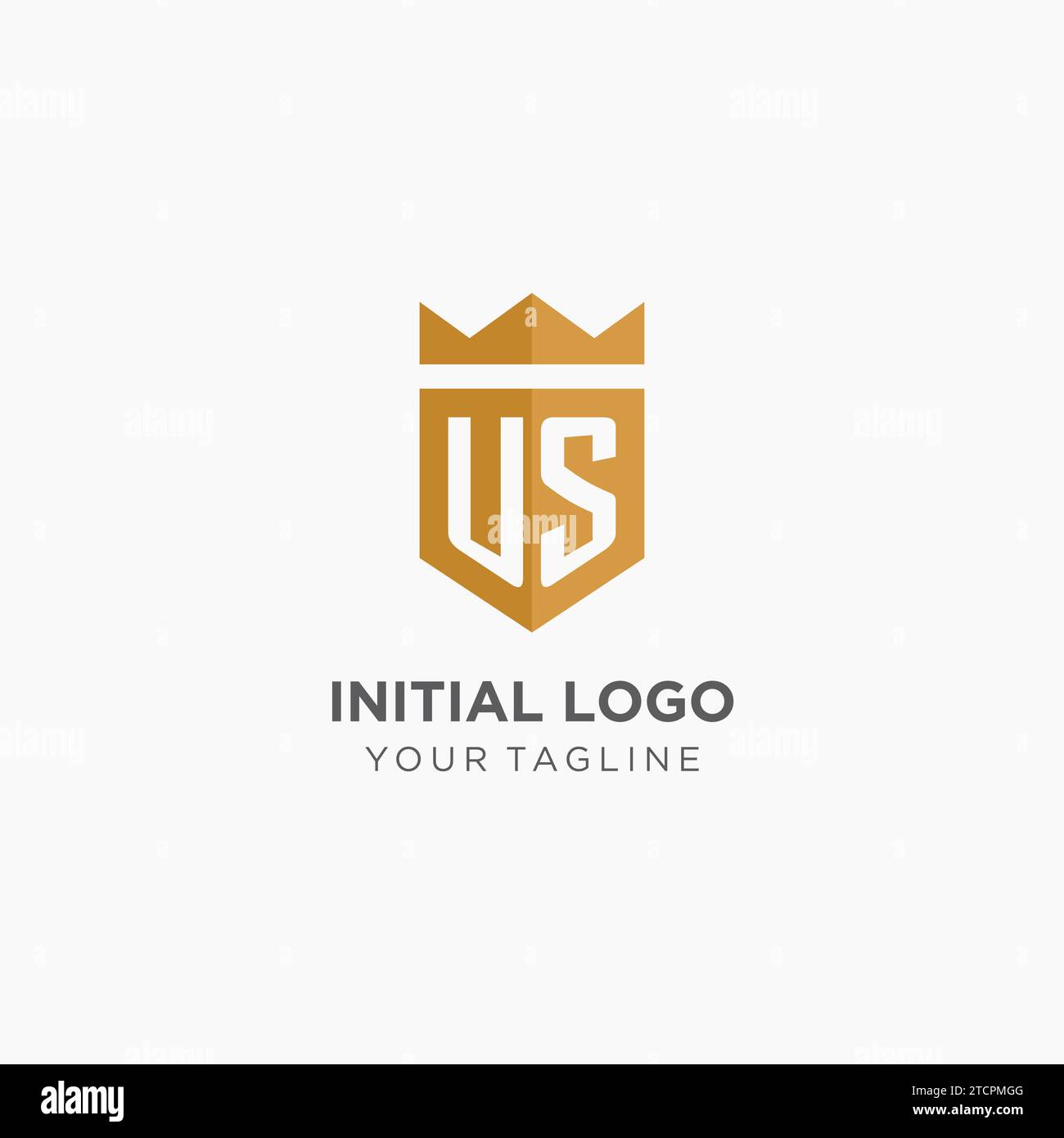 Monogram US logo with geometric shield and crown, luxury elegant ...