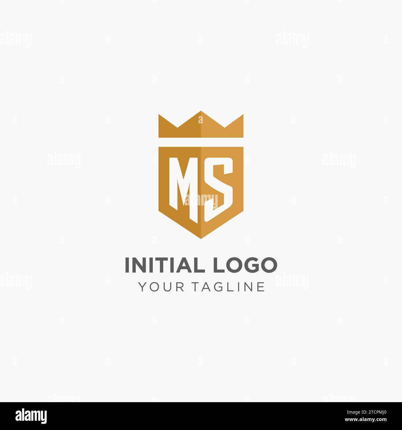 Monogram MS logo with geometric shield and crown, luxury elegant initial logo design vector ...