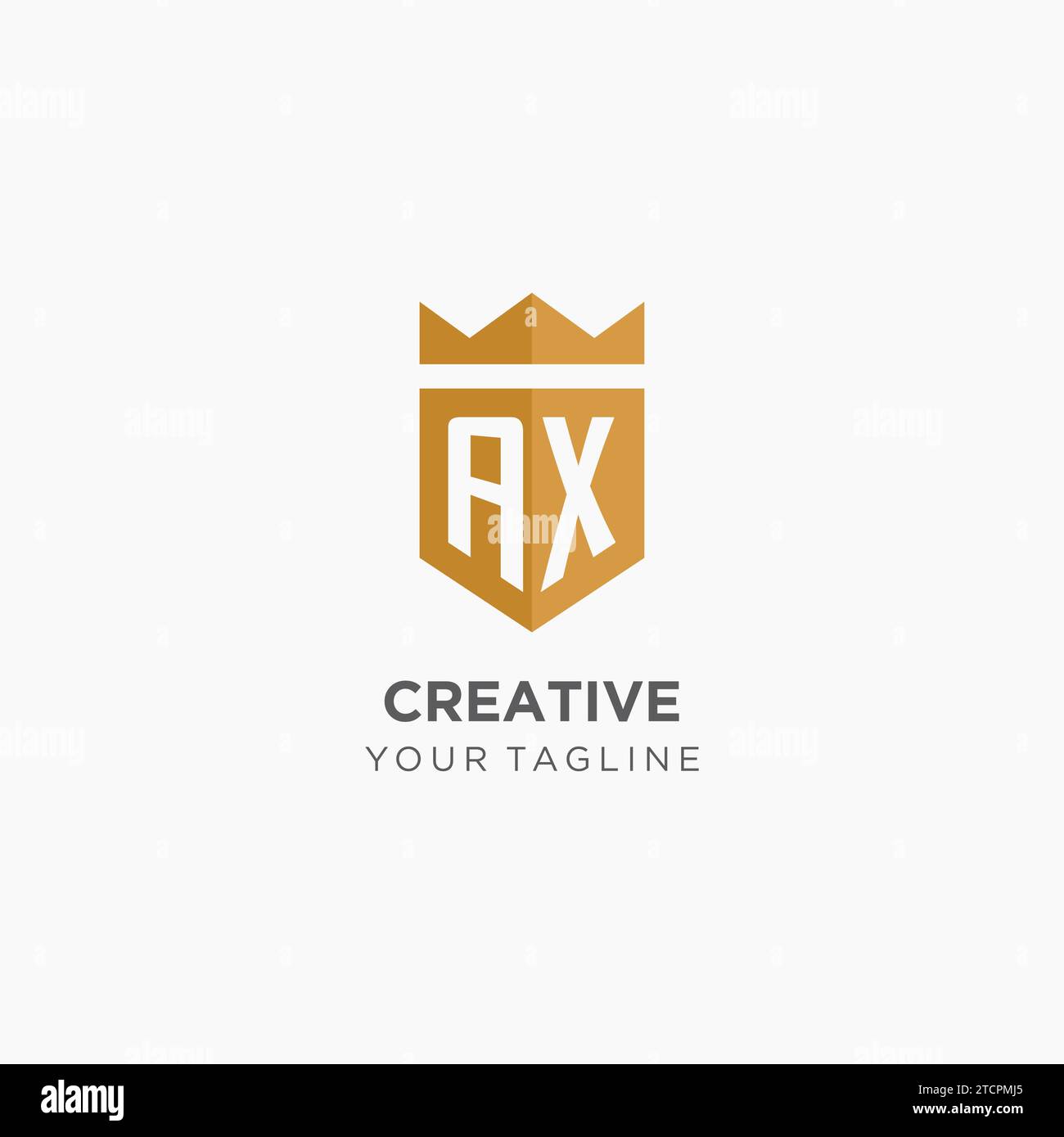 Monogram AX logo with geometric shield and crown, luxury elegant initial logo design vector ...