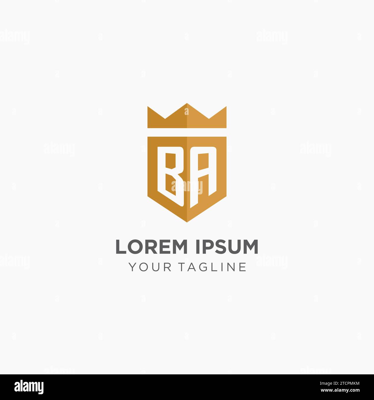 Monogram BA logo with geometric shield and crown, luxury elegant ...